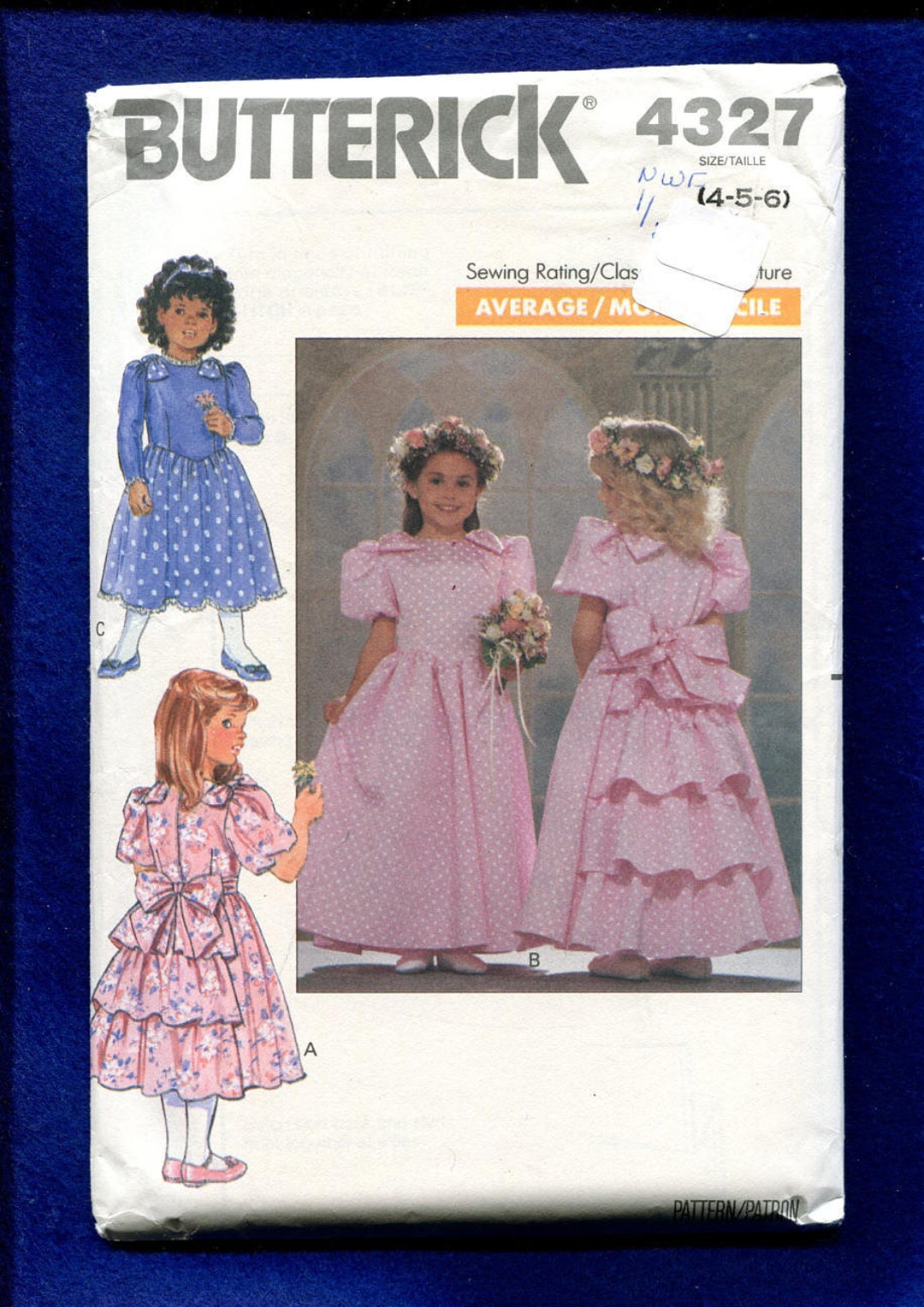 1980's Butterick 4327 Sweet Flower Girl Dresses Pattern Size 4..5..6 ...