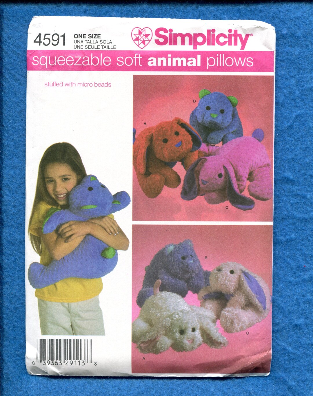 Simplicity 4591 Cuddly Bunny Puppy Kitty & Bear Stuffed Animals Pattern ...