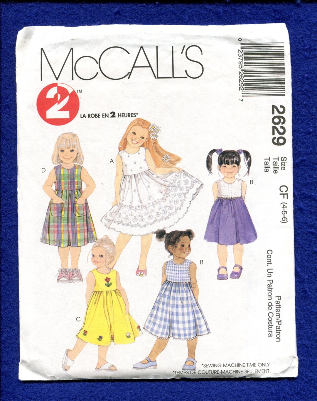Mccall's 2629 Little Girl's Raised Waist Summer Dresses Pattern Size 4 ...