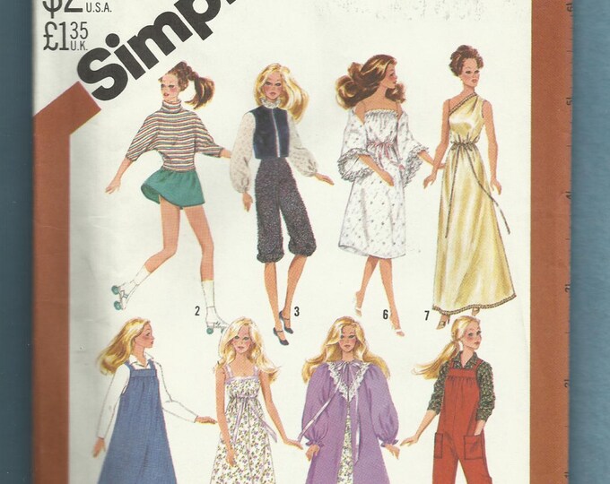 1982 Simplicity 5637 Barbie Doll Fashion Wardrobe Roller Skating to ...