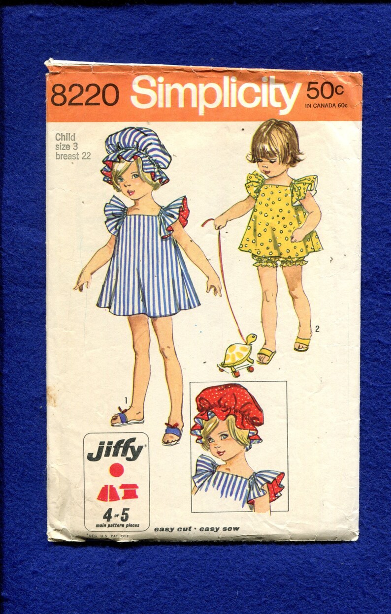 1970's Simplicity 8220 Country Girl Sun Suit & Bonnet - Etsy