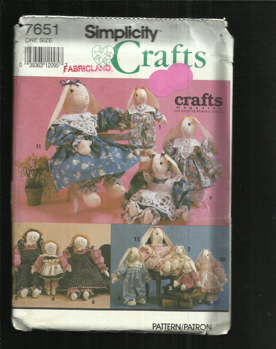 Simplicity 7651 Rag Doll or Rag Bunny Clothes Pattern Country Chic Size ...