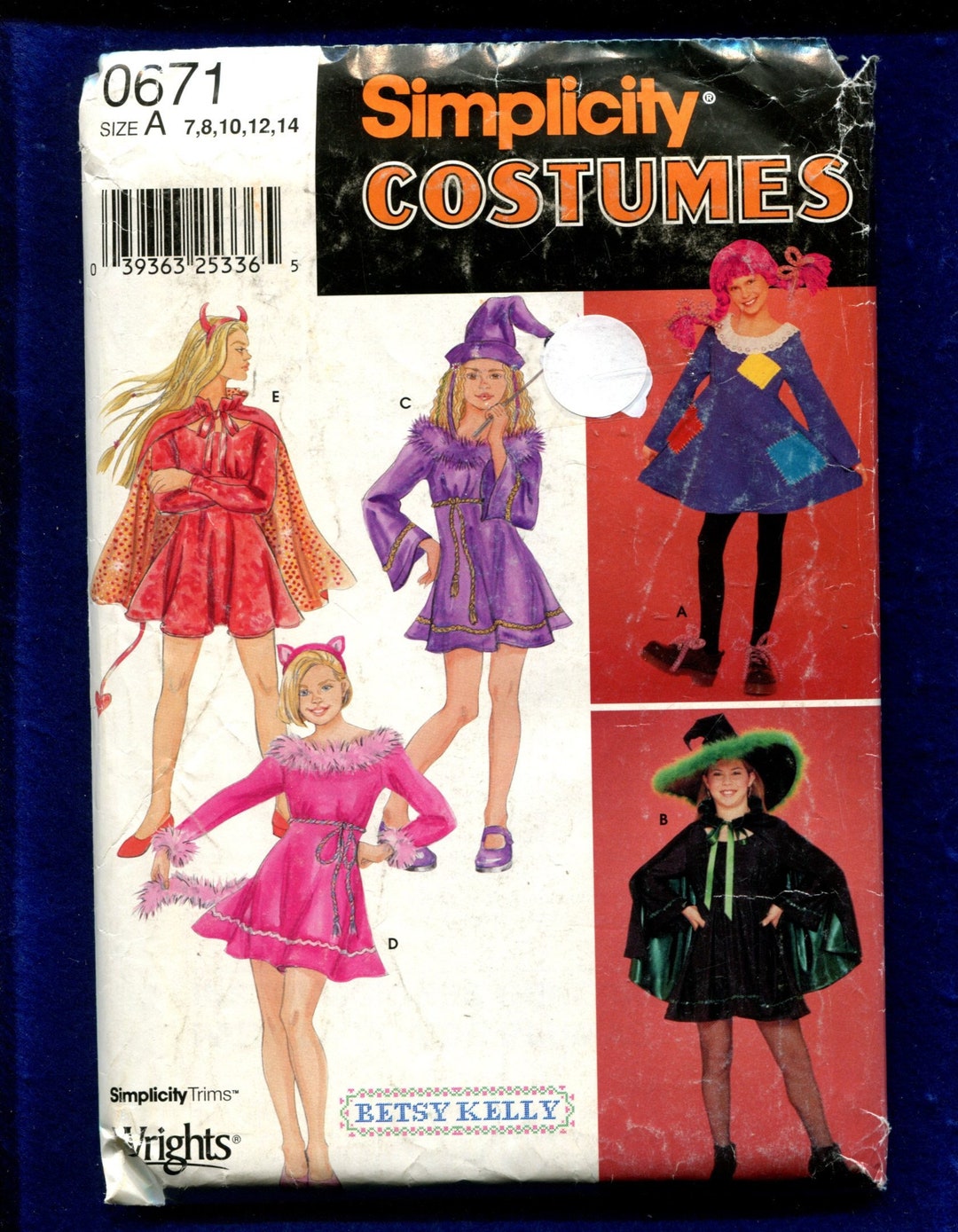 Simplicity 0671 Girl's Cat Witch Wizard Costume Pattern Size 7 to 14 ...