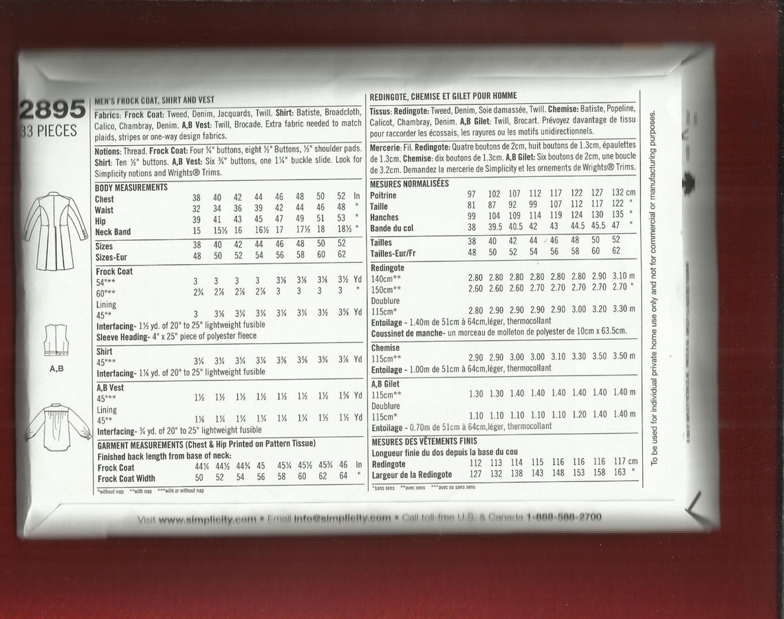 Simplicity 2895 Old West Costume Pattern for Men Maverick Coat - Etsy