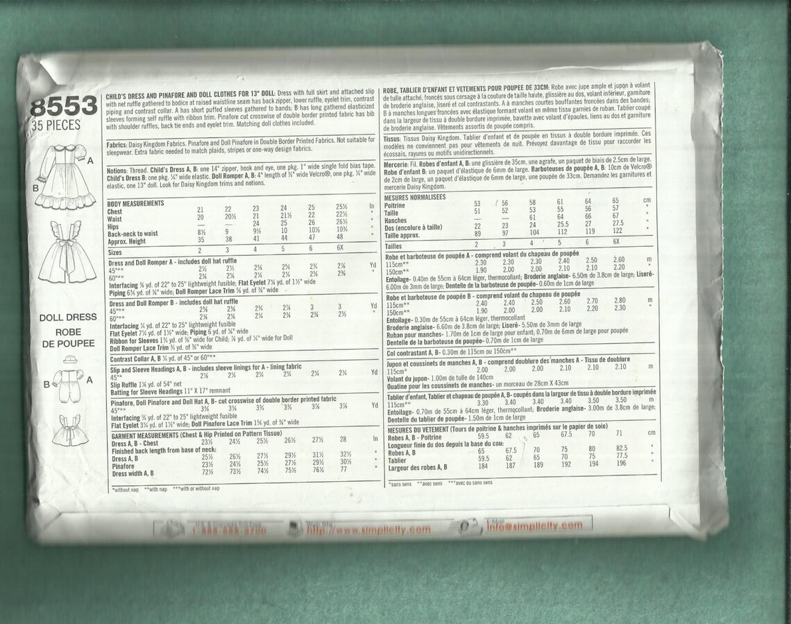 Simplicity 8553 Daisy Kingdom Ruffled Trimmed Pinafore & Puff | Etsy