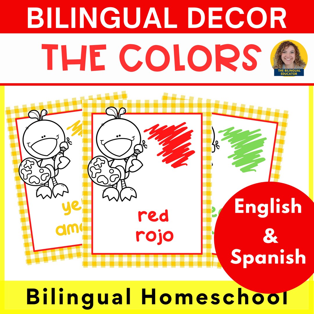 Bilingual Homeschool Classroom Color Decor Posters in English and ...