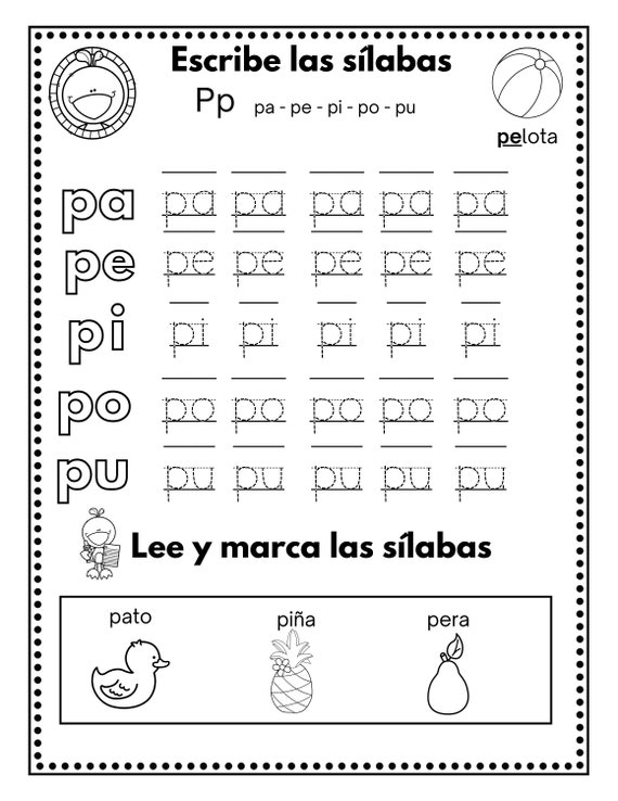 Hoja De Trabajo De Sílabas Abiertas Y Cerradas