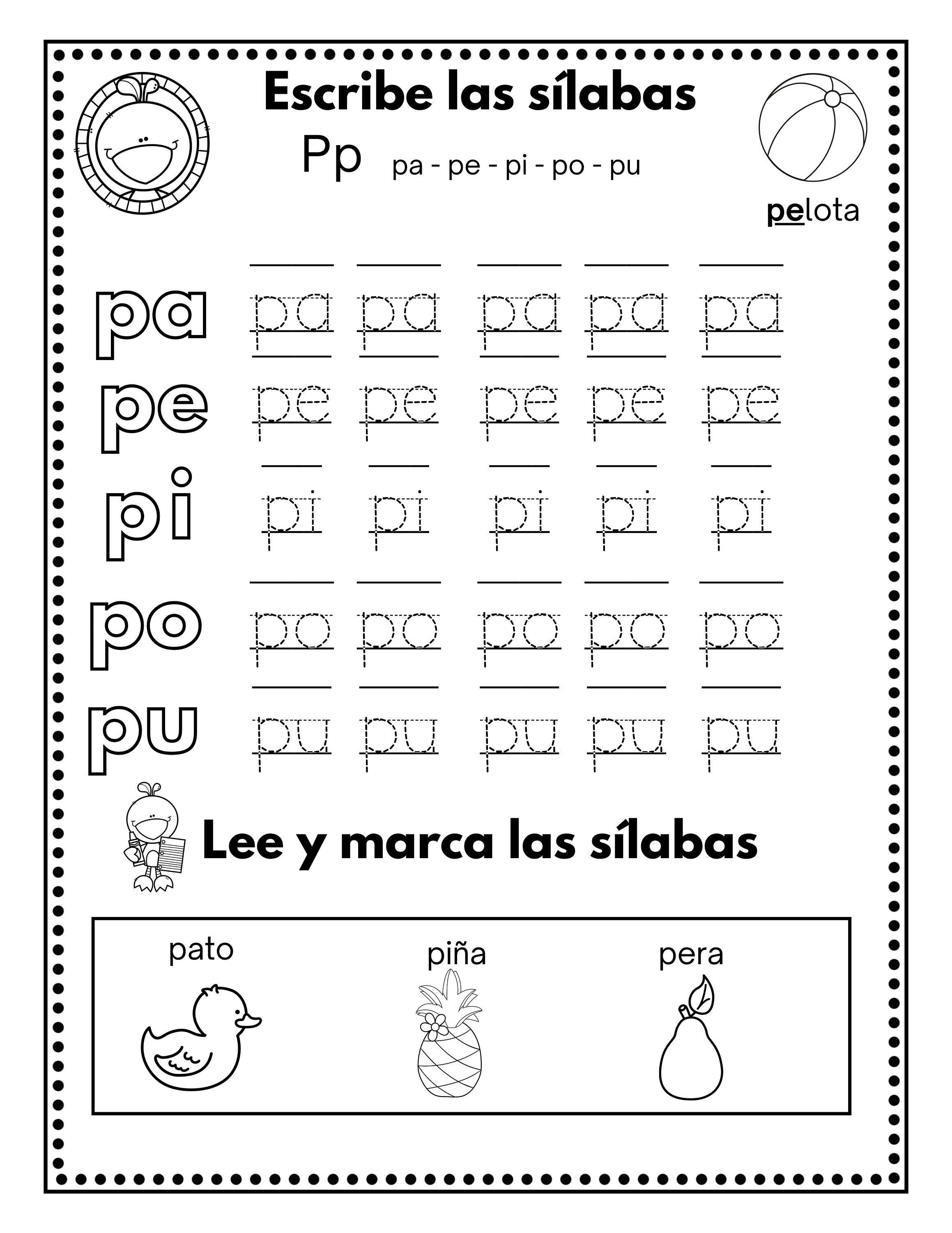 Escribe las Silabas en Español y Lee las Palabras - Etsy México