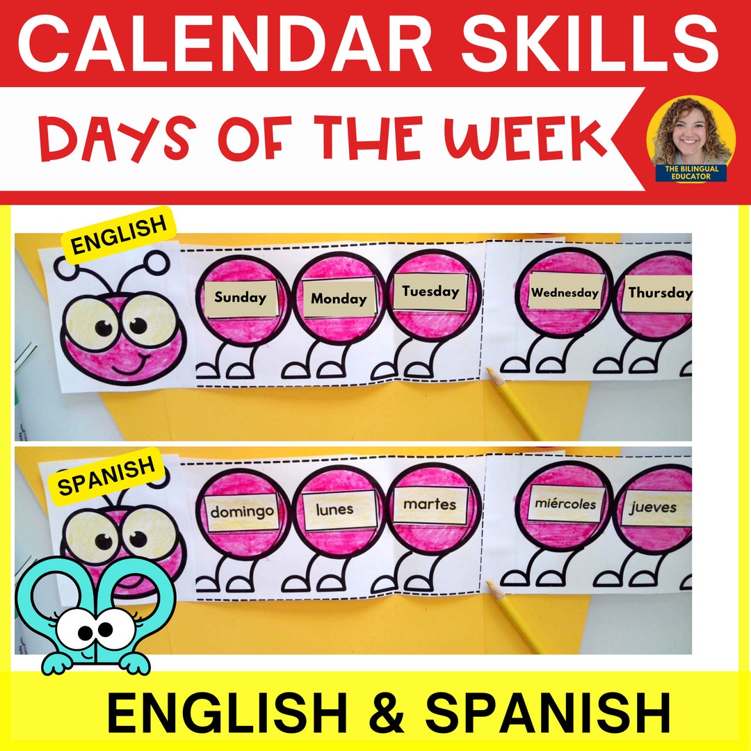 Bilingual Caterpillar Days of the Week Craft English and Spanish - Etsy