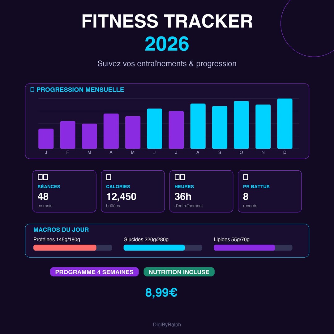 Fitness Tracker 2026 Excel Training Tracker | Sports Program Gym Log ...