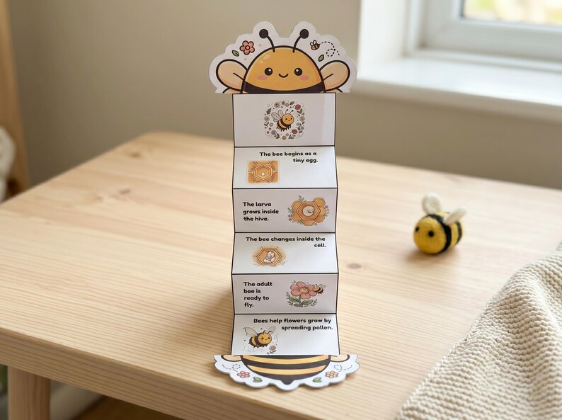 Bee Life Cycle Folding Surprise Craft, Bee Printable Activity for Kids ...