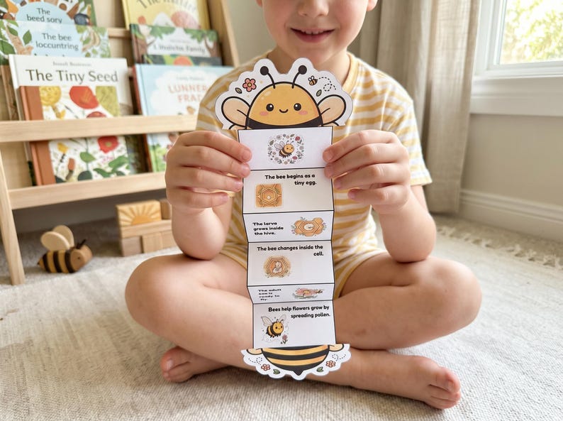 Bee Life Cycle Folding Surprise Craft, Bee Printable Activity for Kids ...