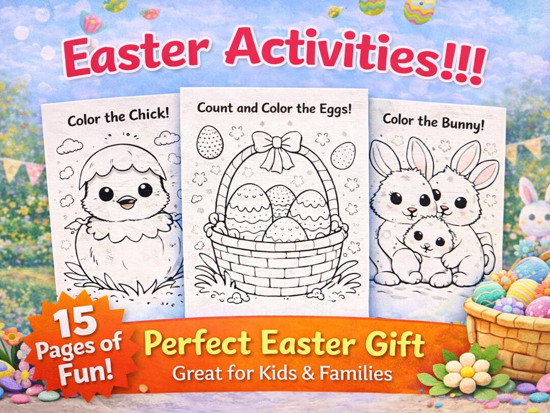 Easter Activity Book for Kids, Printable Coloring Pages, Cut Paste Game ...