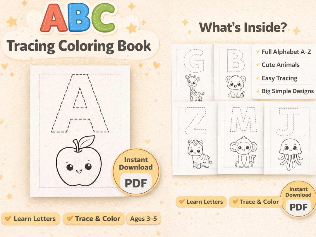 Alphabet Tracing Coloring Book for Kids Ages 3-5 | Learn Letters A-Z ...