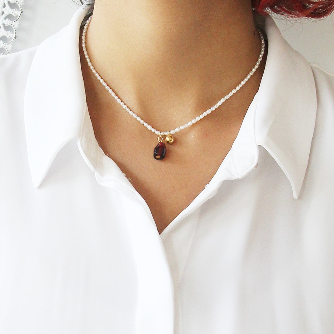 Pomegranate Necklace, Persian Necklace, Pearl Necklace, Pomegranate ...