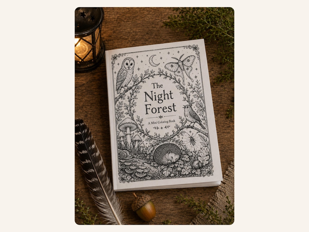 Printable Night Forest Coloring Pages for Kids | Woodland Animals ...