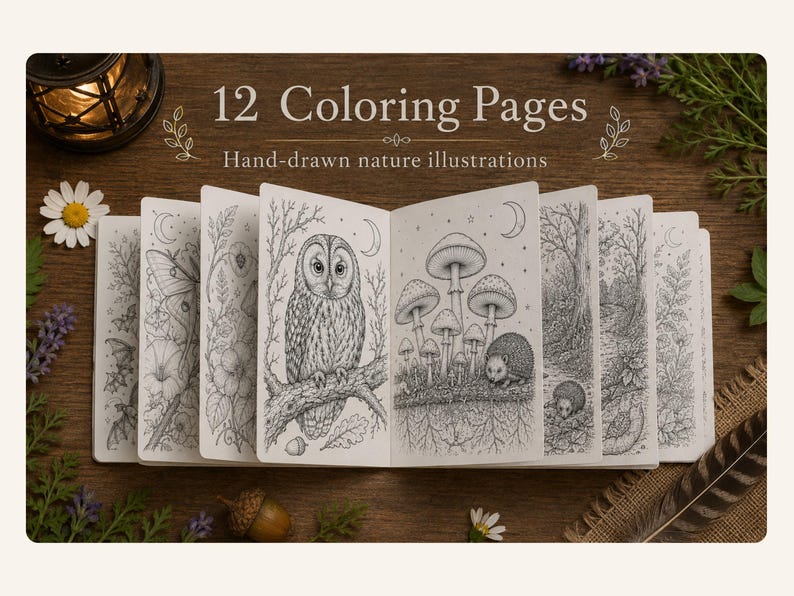 Printable Night Forest Coloring Pages for Kids | Woodland Animals ...