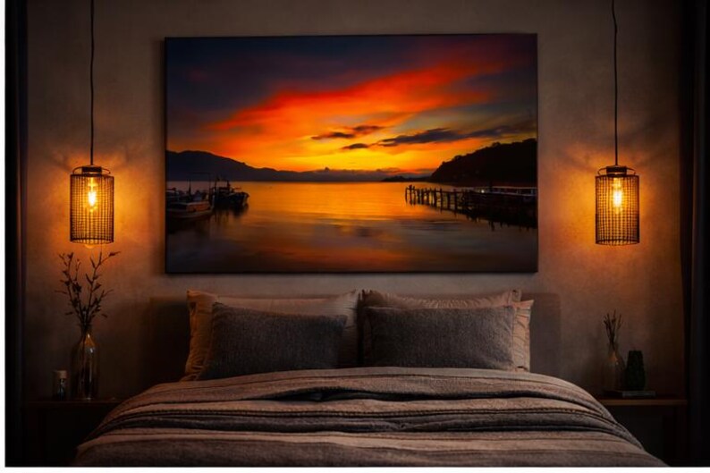 Golden Horizon Sunset Landscape Print, Dramatic Nature Photography Wall ...