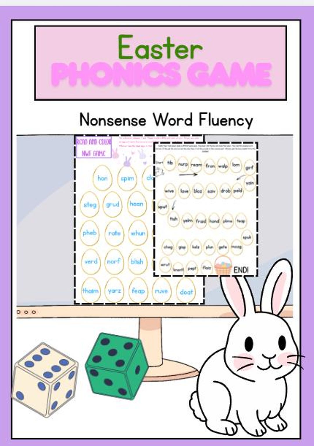 Easter Phonics Blending Game, Nonsense Word Fluency (printable) - Etsy