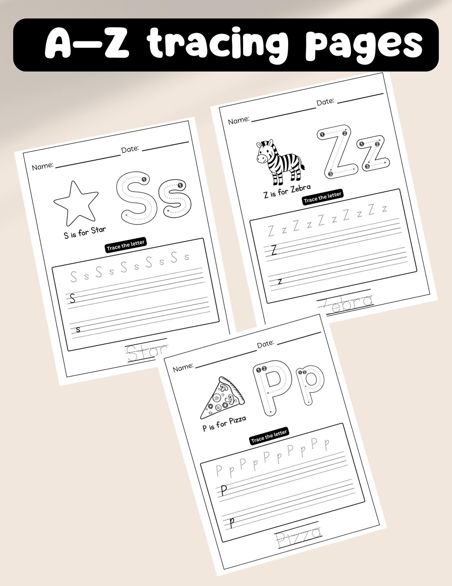Alphabet Tracing Worksheets Pack – A-Z Letter Practice for Kids (PDF ...