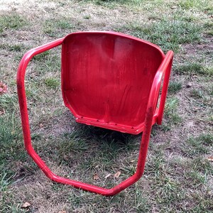 Clam Shell Chair Red Patio Metal Antique - Etsy