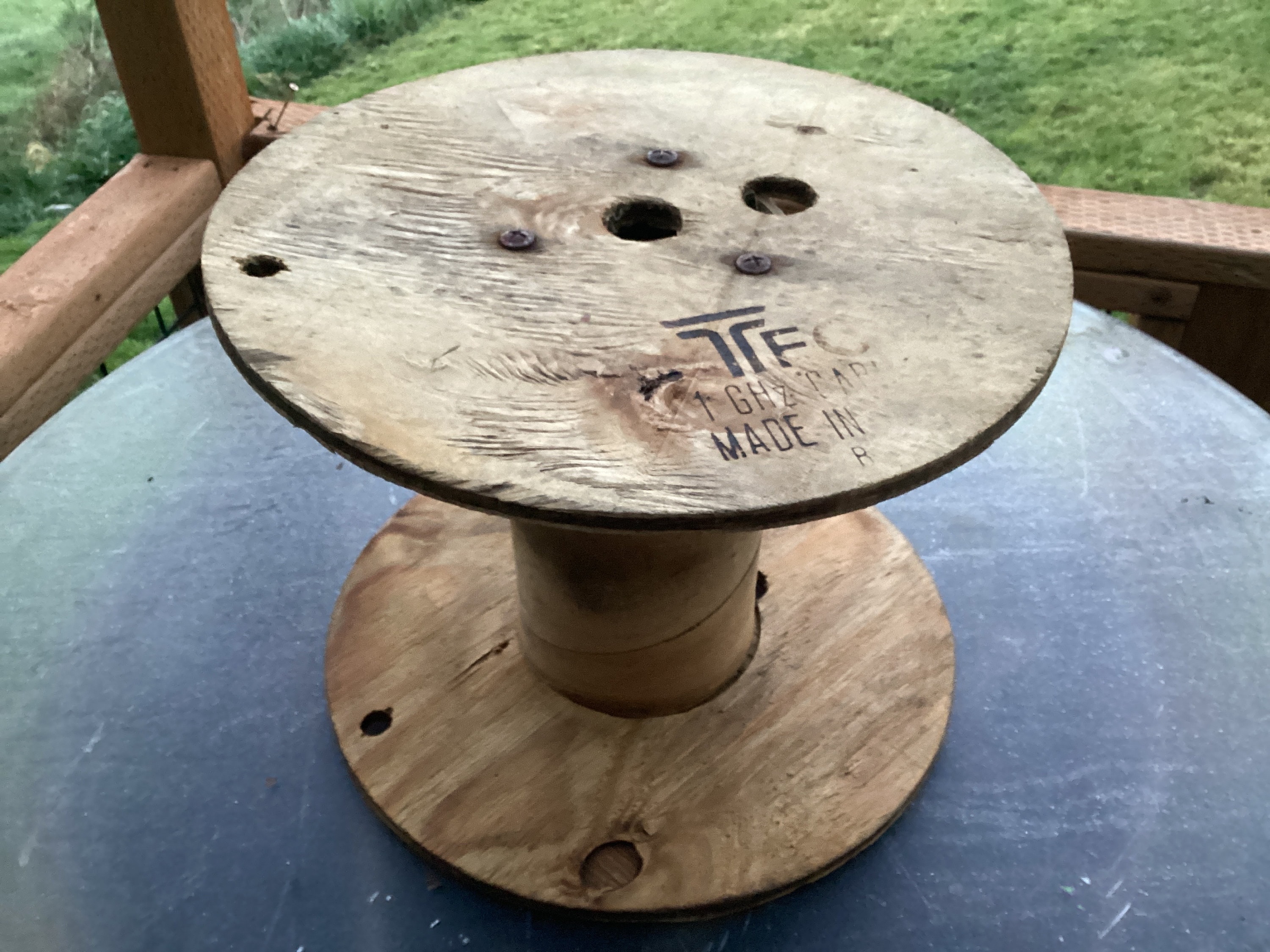Spool Wood Cable Wire Antique Table Etsy