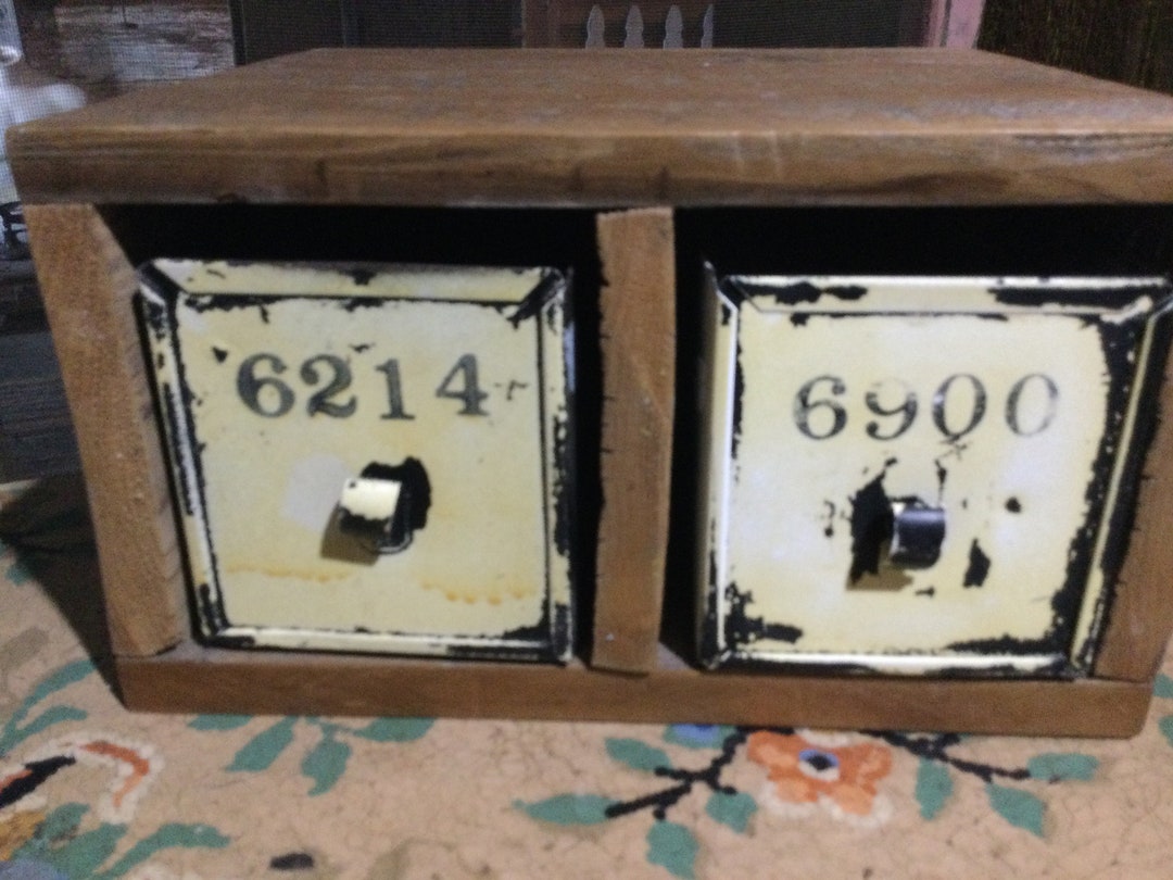 Cabinet Wood Numbered Drawers Metal Bins - Etsy