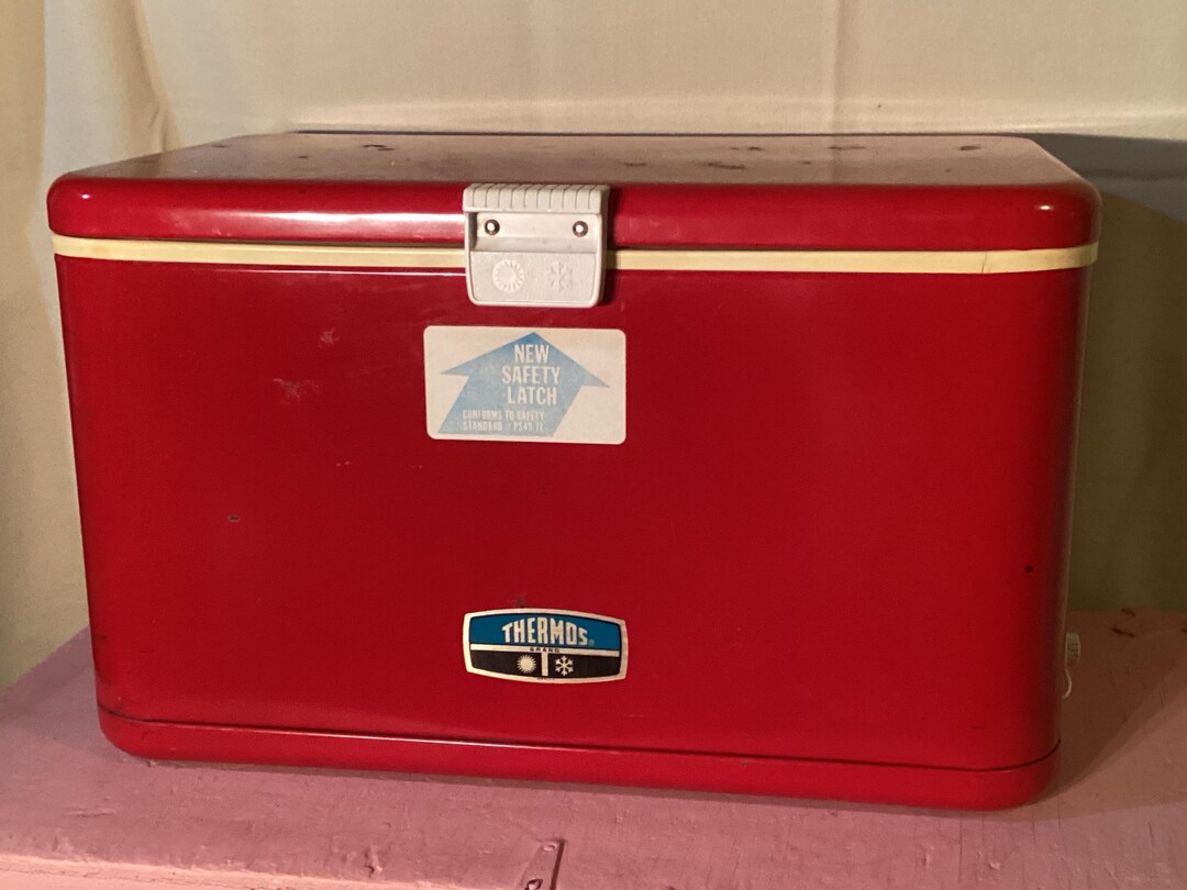 Ice Chest Metal Cooler Thermos Camping Red Vintage - Etsy