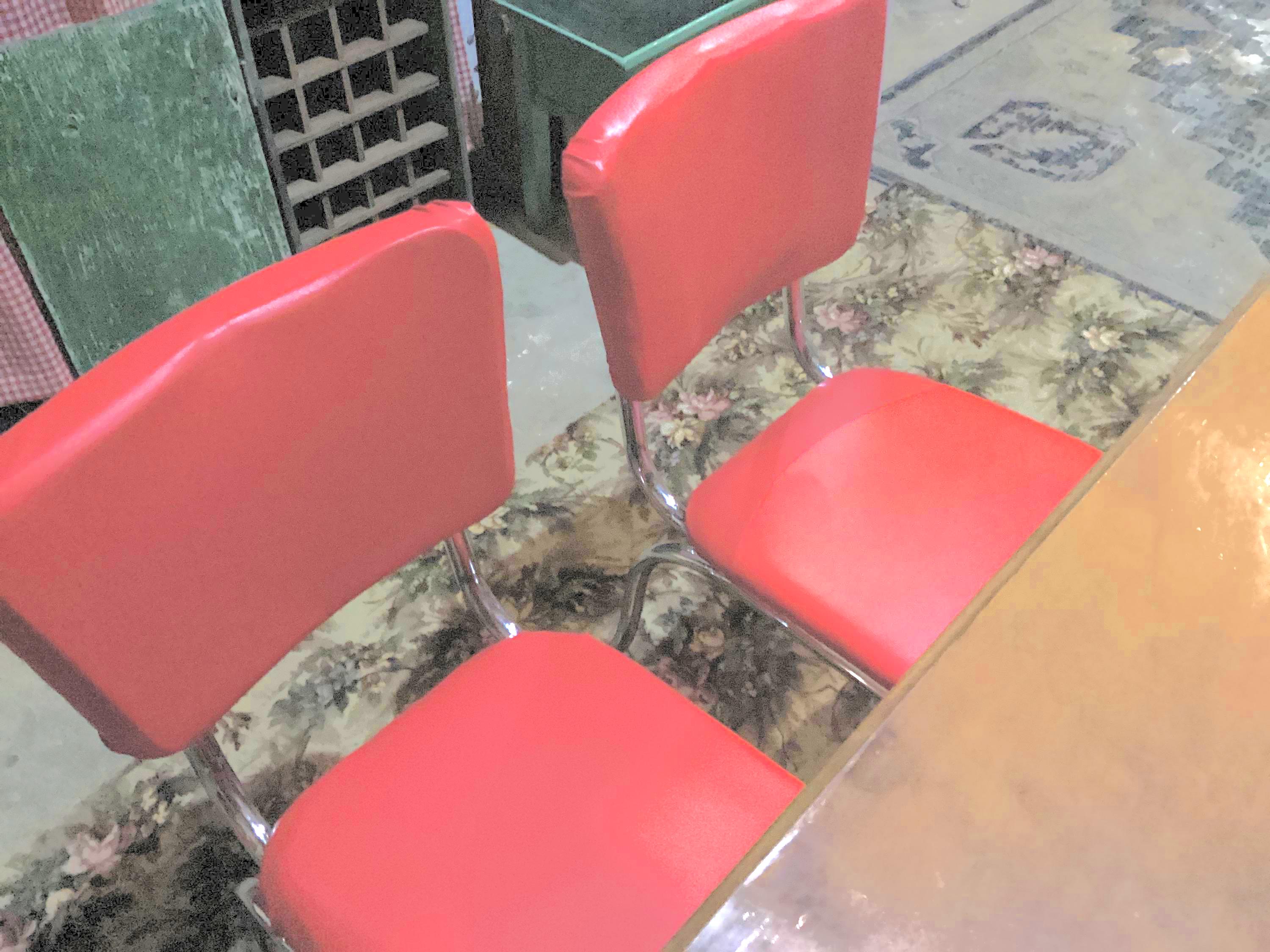 Chairs Red Vinyl Chrome 1950 Kitchen Dining Set - Etsy