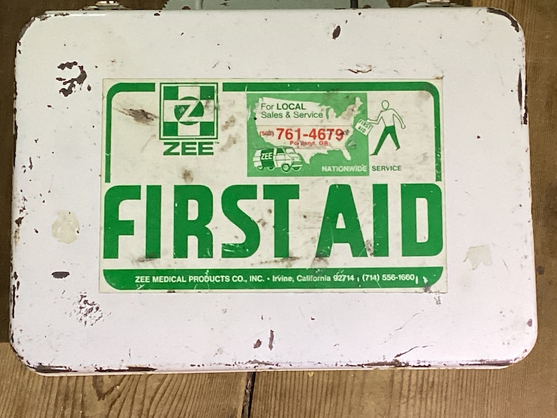 First Aid Kit Metal Green Zee Vintage - Etsy