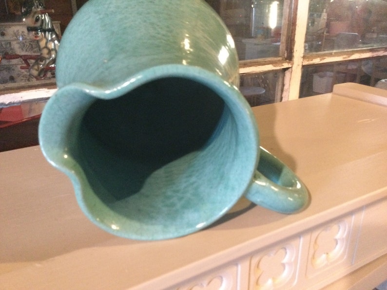 Pottery Pitcher Turquoise Mid Century - Etsy