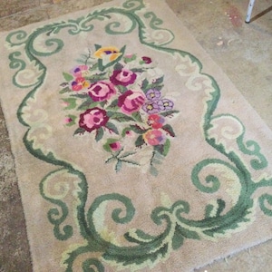 Rug Flowered Wool Carpet Antique - Etsy