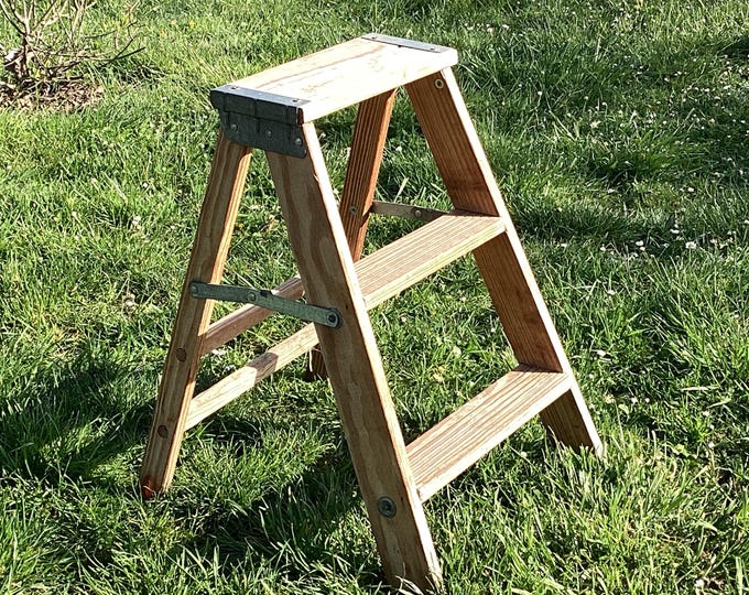 Ladder Two Step Wood Rustic Farm Antique - Etsy