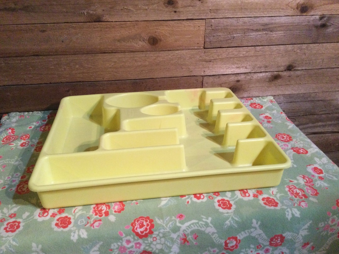 Silverware Tray Yellow Kitchen Utensil Vintage - Etsy