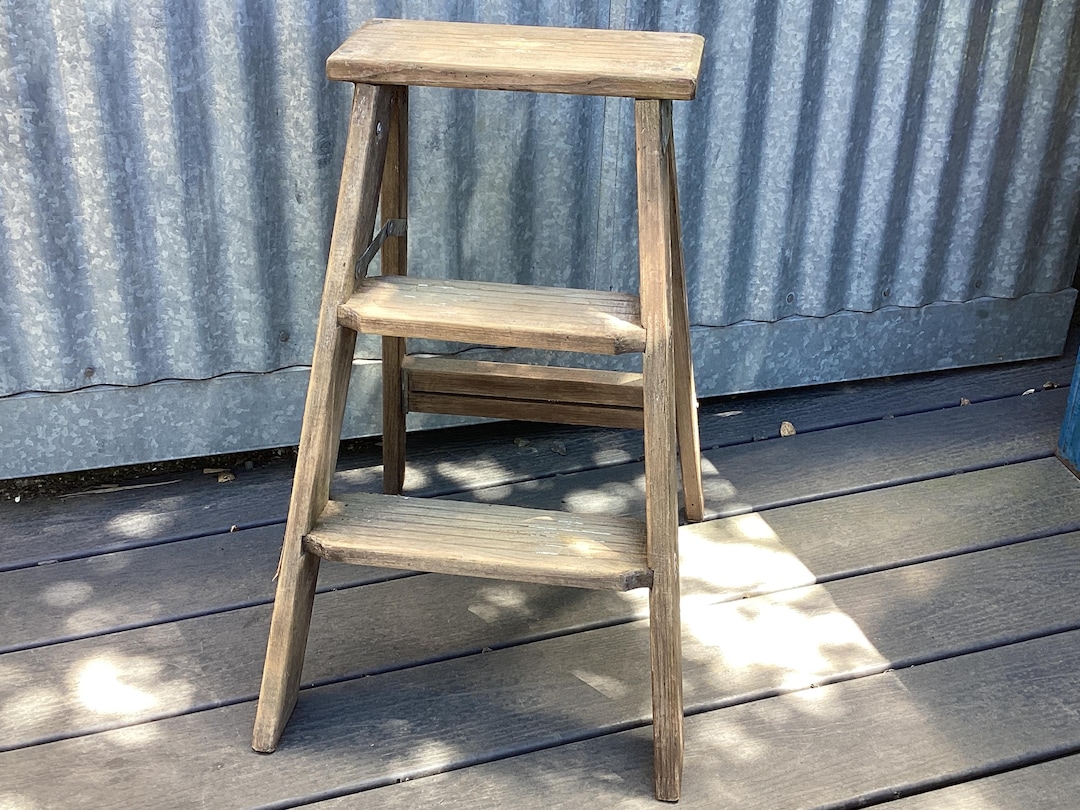Ladder Two Step Wood Rustic Farm Antique - Etsy