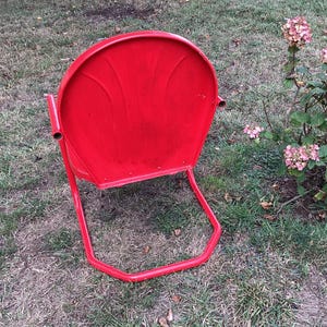 Clam Shell Chair Red Patio Metal Antique - Etsy