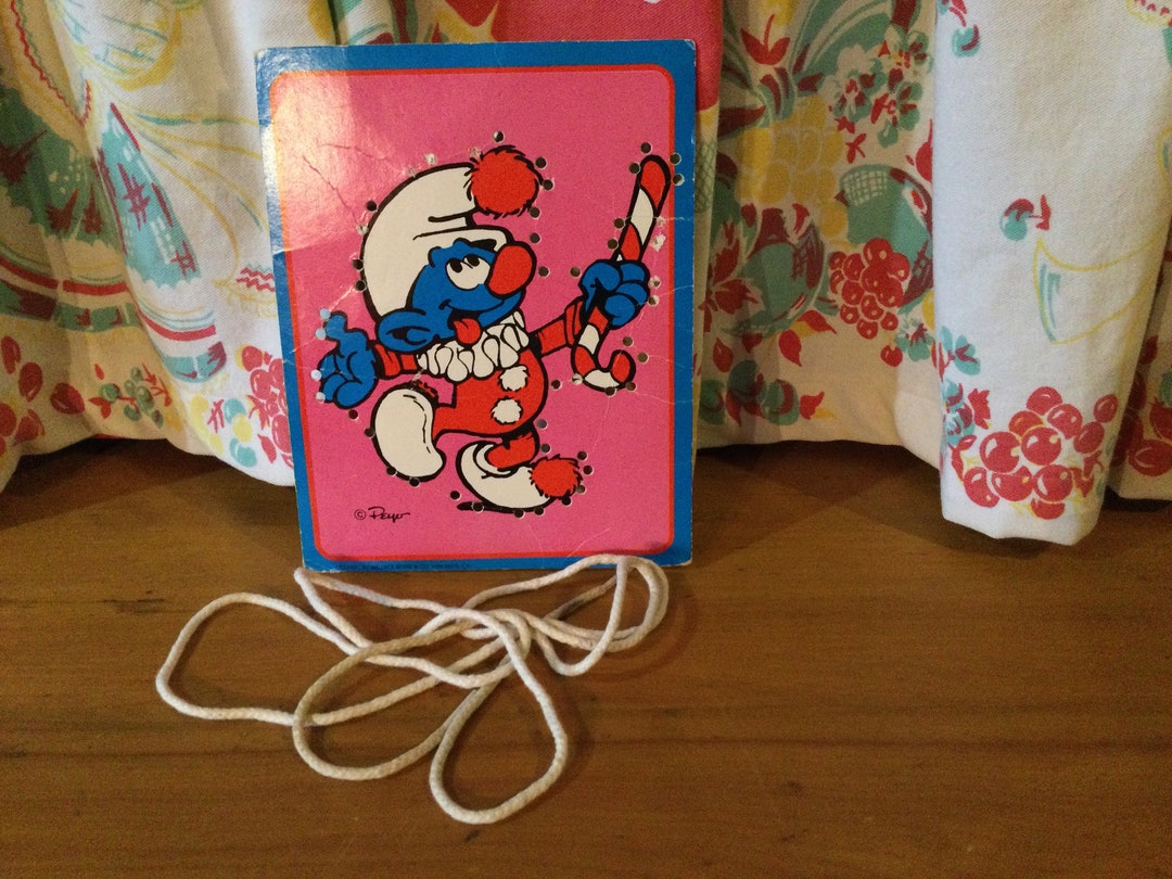Smurf Sewing Cards Kids Learning Skills - Etsy