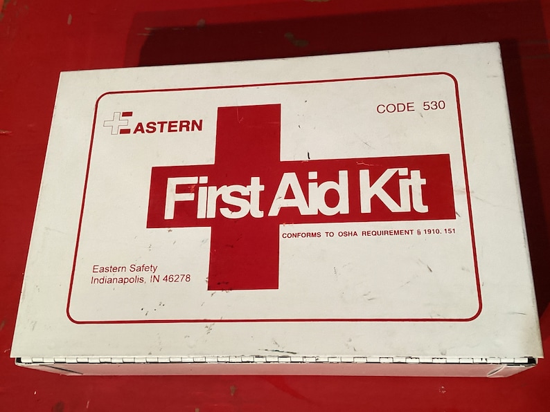 First Aid Kit Eastern Red White Metal Vintage - Etsy