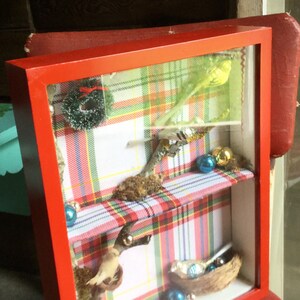 Shadow Box Red Bird Ornaments Nests - Etsy