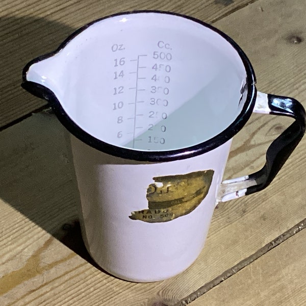 White Enamel Pitcher - Etsy