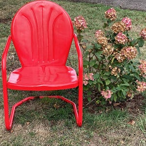 Clam Shell Chair Red Patio Metal Antique - Etsy