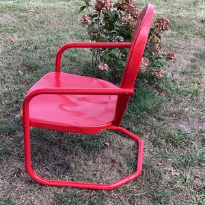 Clam Shell Chair Red Patio Metal Antique - Etsy