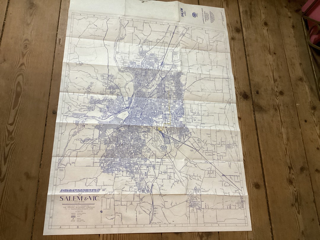 Salem Oregon Blueprint Map - Etsy