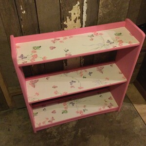 Bookshelf Childs Hot Pink Wood Wallpapered Vintage - Etsy