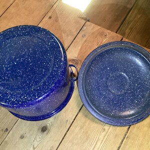 Soup Pot Lid Blue Speckled Metal Vintage - Etsy