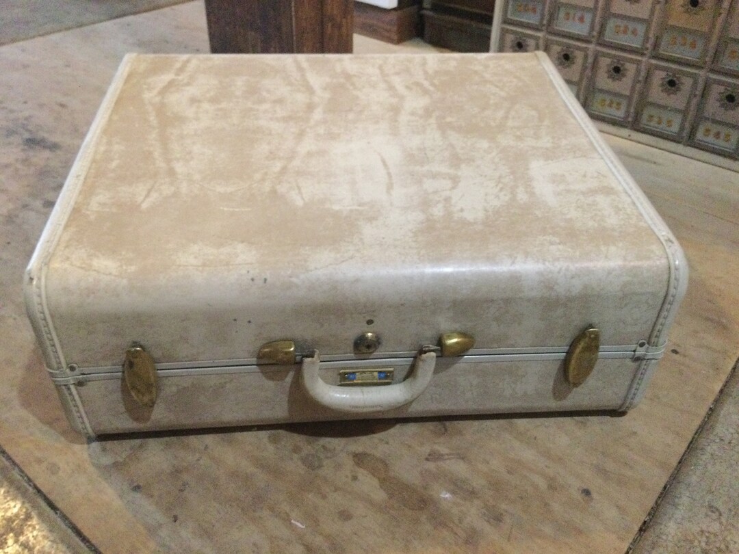 Suitcase Marbled White Samsonite Gold Antique - Etsy
