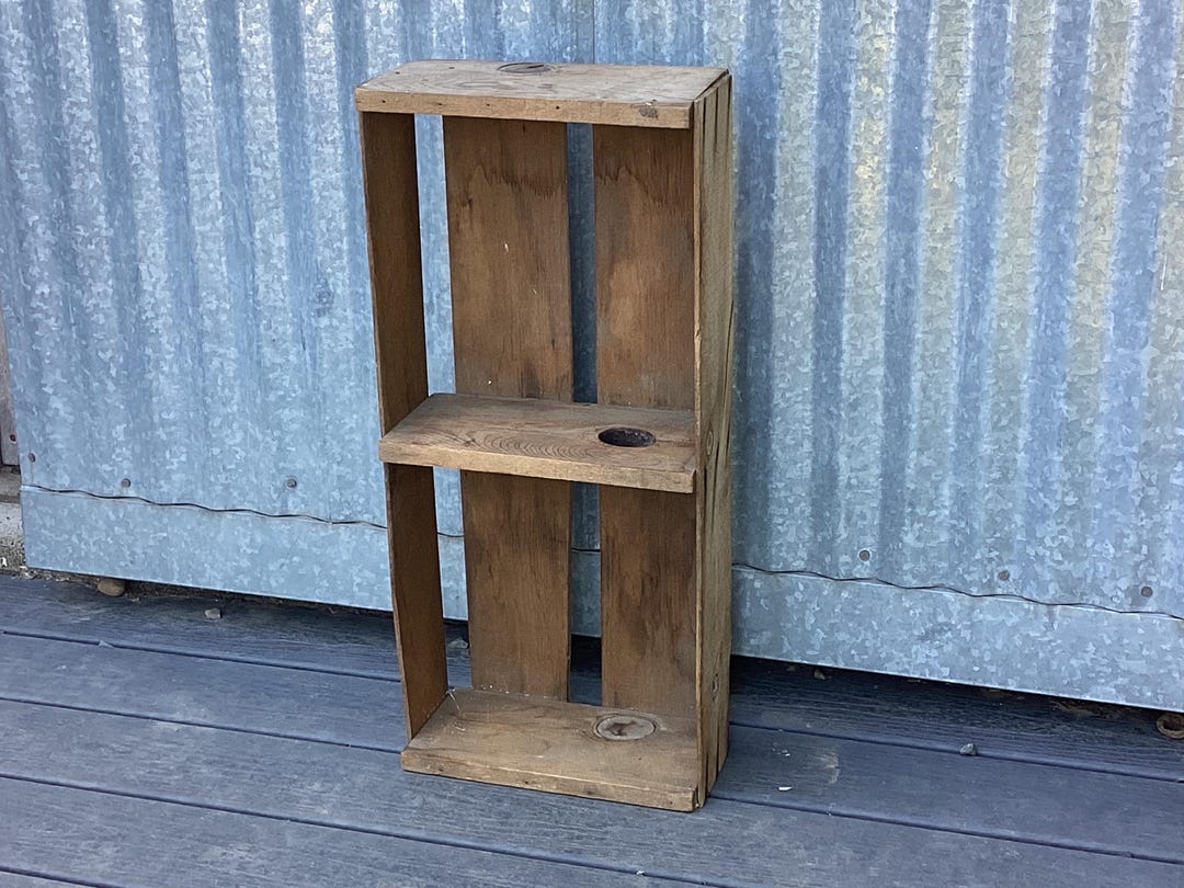 Wood Box Crate Slats Divided Shelf Farm Primitive - Etsy