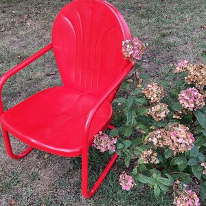 Clam Shell Chair Red Patio Metal Antique - Etsy
