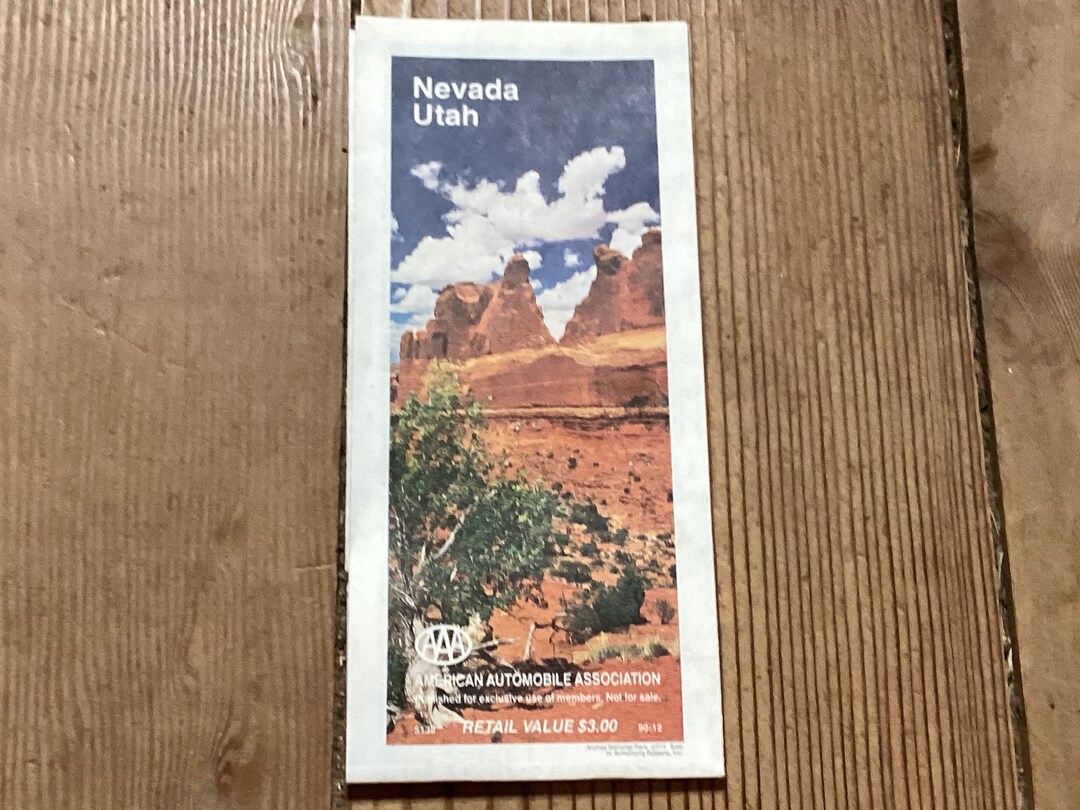Map Utah Nevada AAA 1991 - Etsy