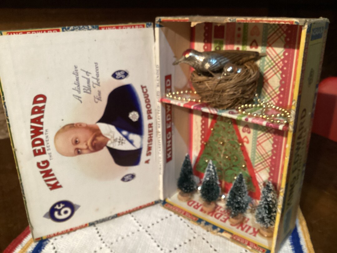 Shadow Box Glass Bird Trees Holiday Cigar - Etsy